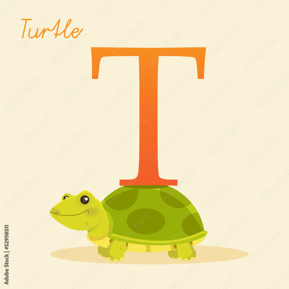 Animal alphabet with turtle, vector illustration Stock Vector | Adobe Stock