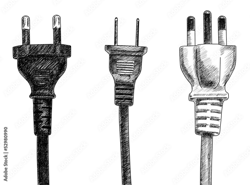 plugs drawing on white background Stock Illustration | Adobe Stock