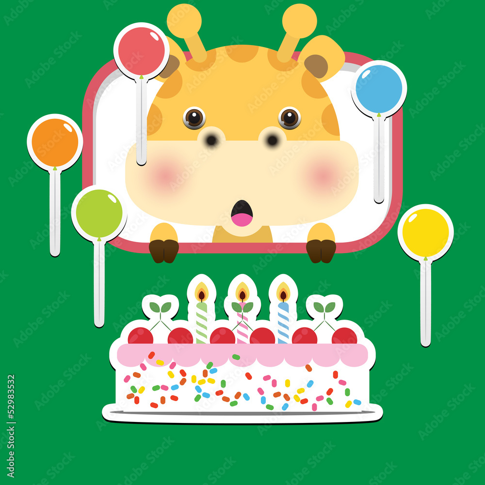 cute happy birthday card with fun giraffe Stock Vector | Adobe Stock