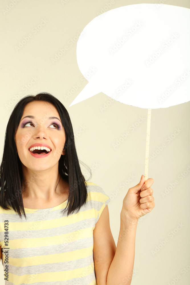 Thought girl in bubble next to it on grey background Stock Photo ...