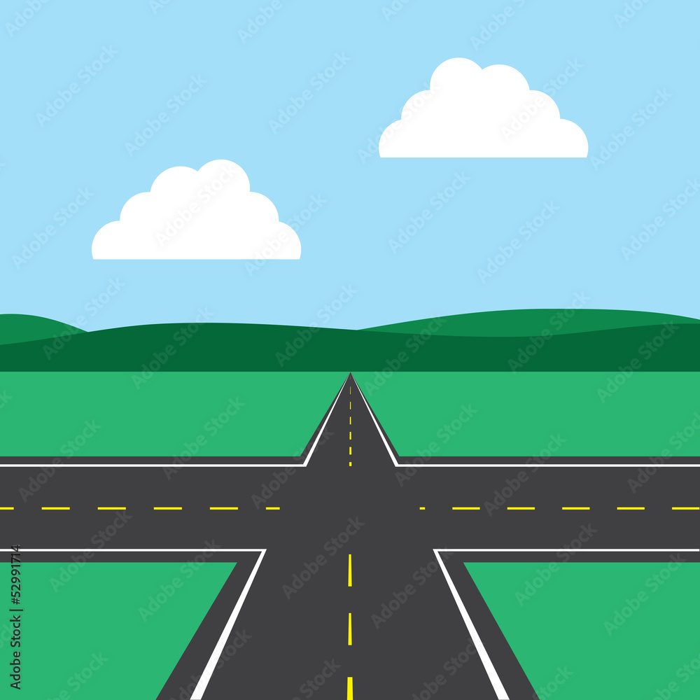 Road intersection with sky background Stock Vector | Adobe Stock