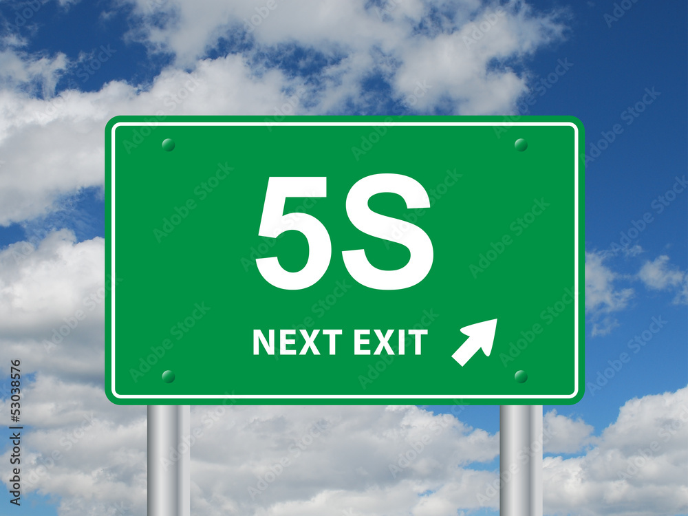 "5S NEXT EXIT" Sign (organization methodology lean process icon) Stock ...