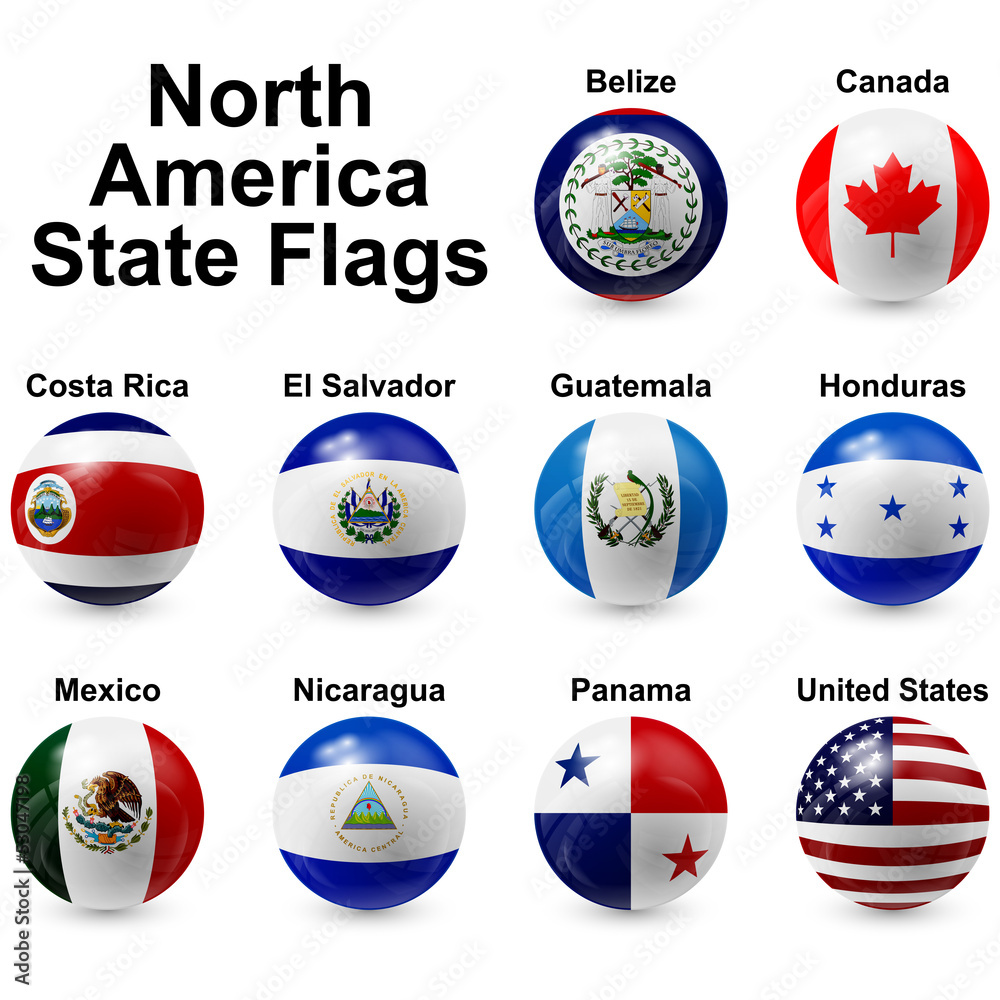 Northern American States Flags Stock Vector | Adobe Stock