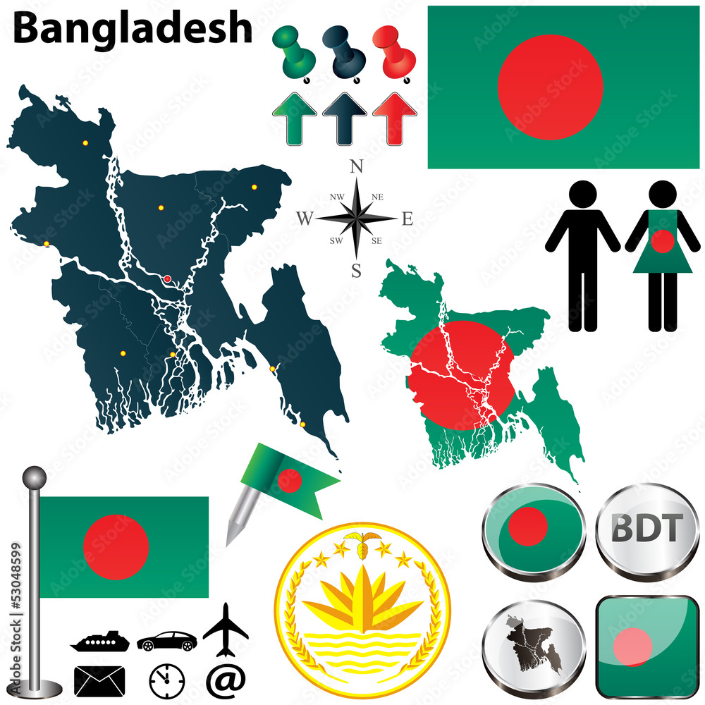 Map of Bangladesh Stock Vector | Adobe Stock
