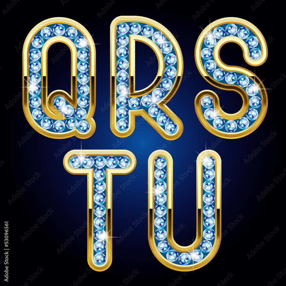 Gold and diamond alphabet letters Stock Vector | Adobe Stock