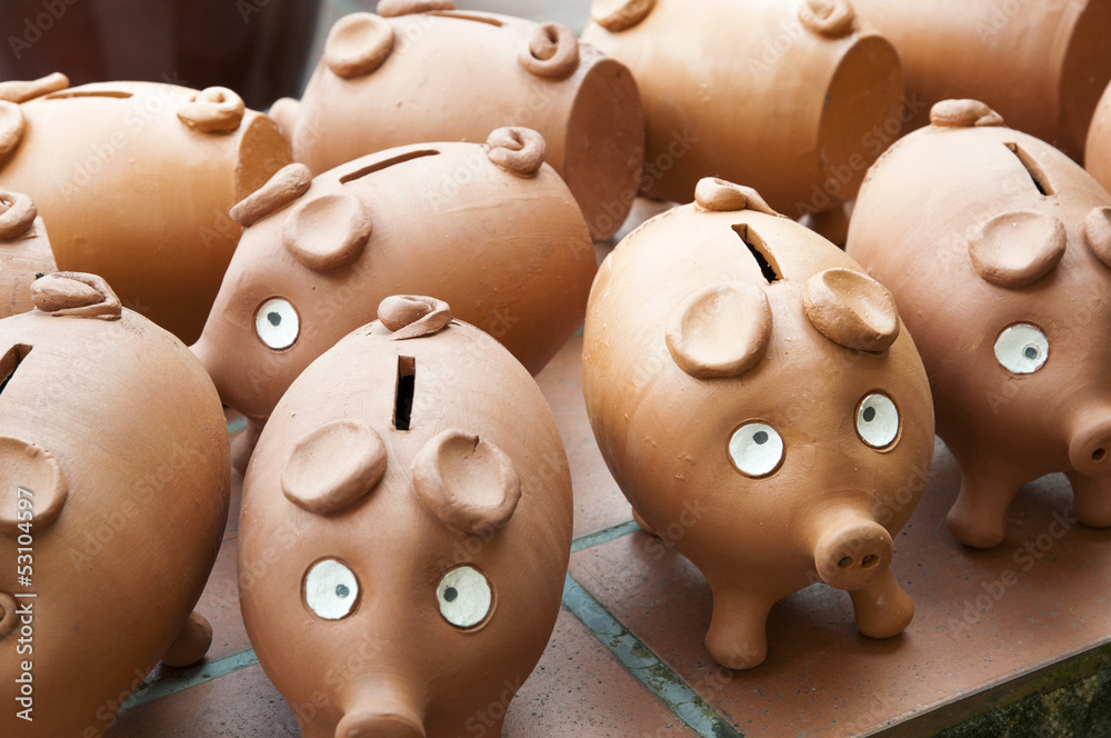 Different piggy banks store