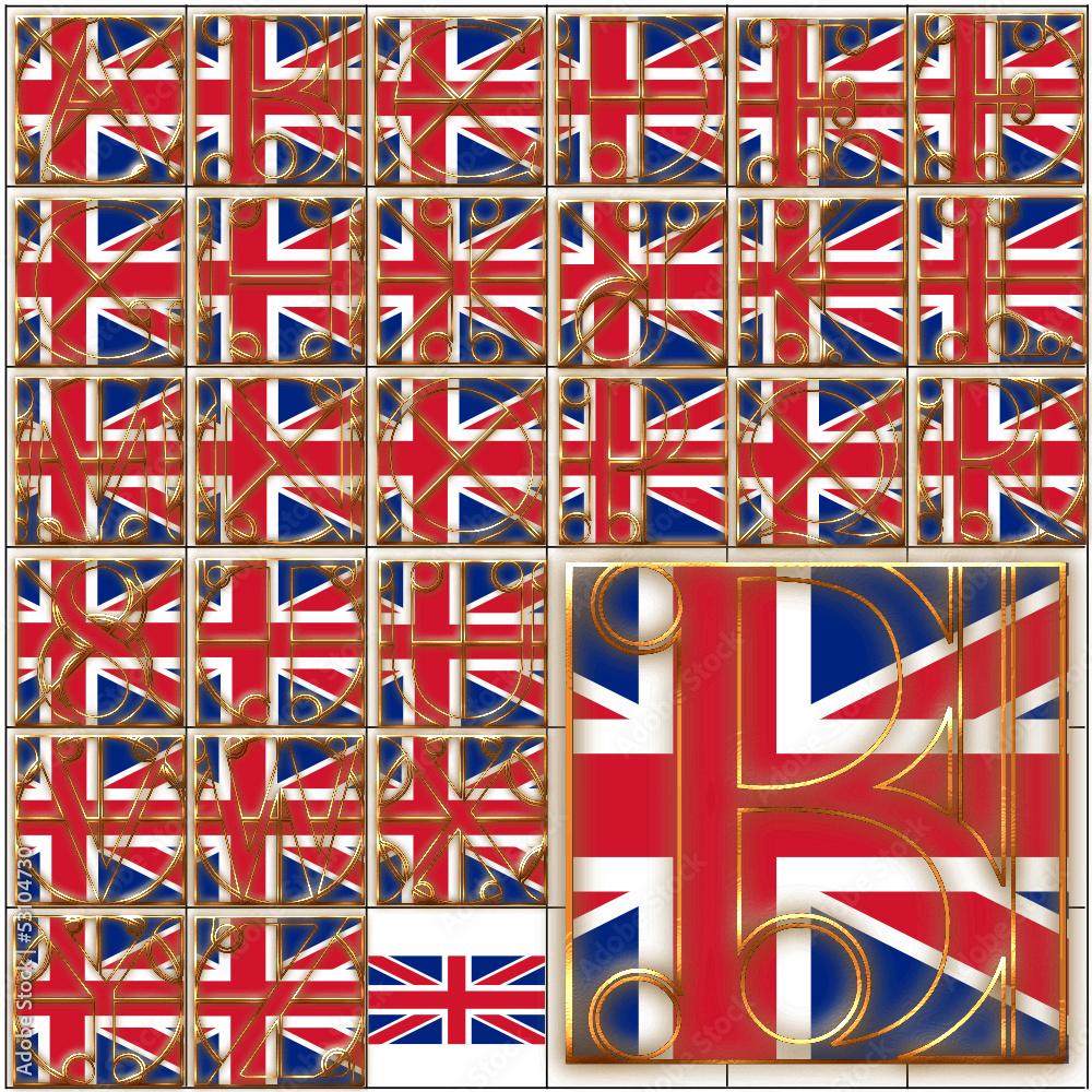 ABC alphabet characters UK flag font background Stock Vector | Adobe Stock