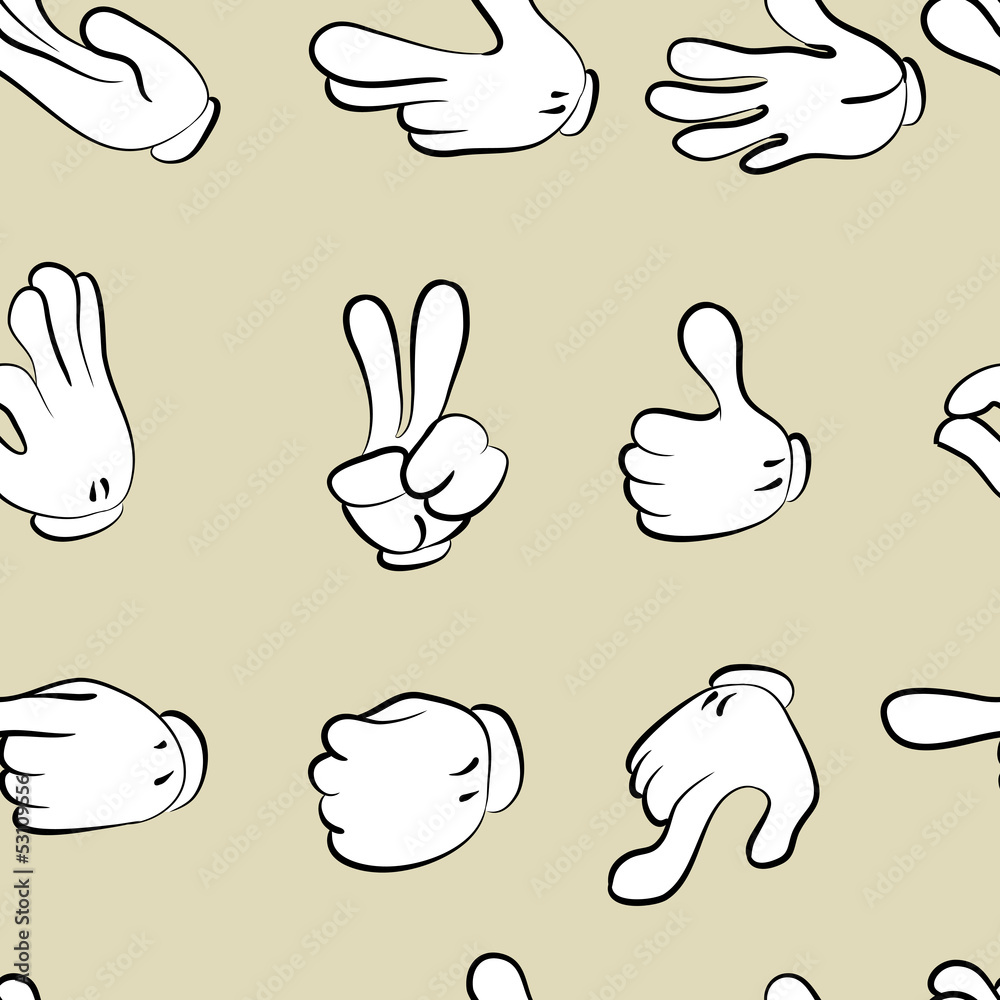 seamless pattern. hands doodle set Stock Vector | Adobe Stock