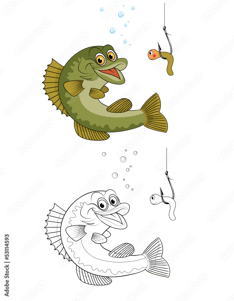 Malvorlage "Fisch angeln" Stock Vector | Adobe Stock