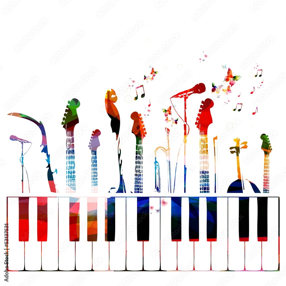 Colorful music instruments background Stock Vector | Adobe Stock
