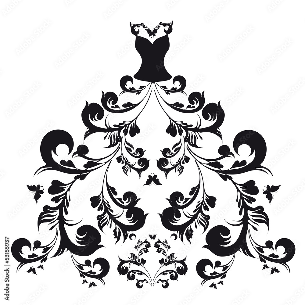 wedding dress vector Stock Vector | Adobe Stock