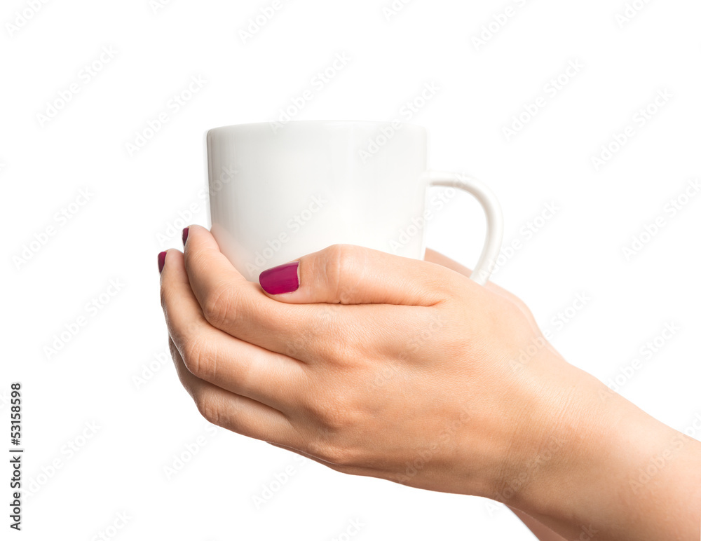Coffe cup in female hand Stock Photo | Adobe Stock