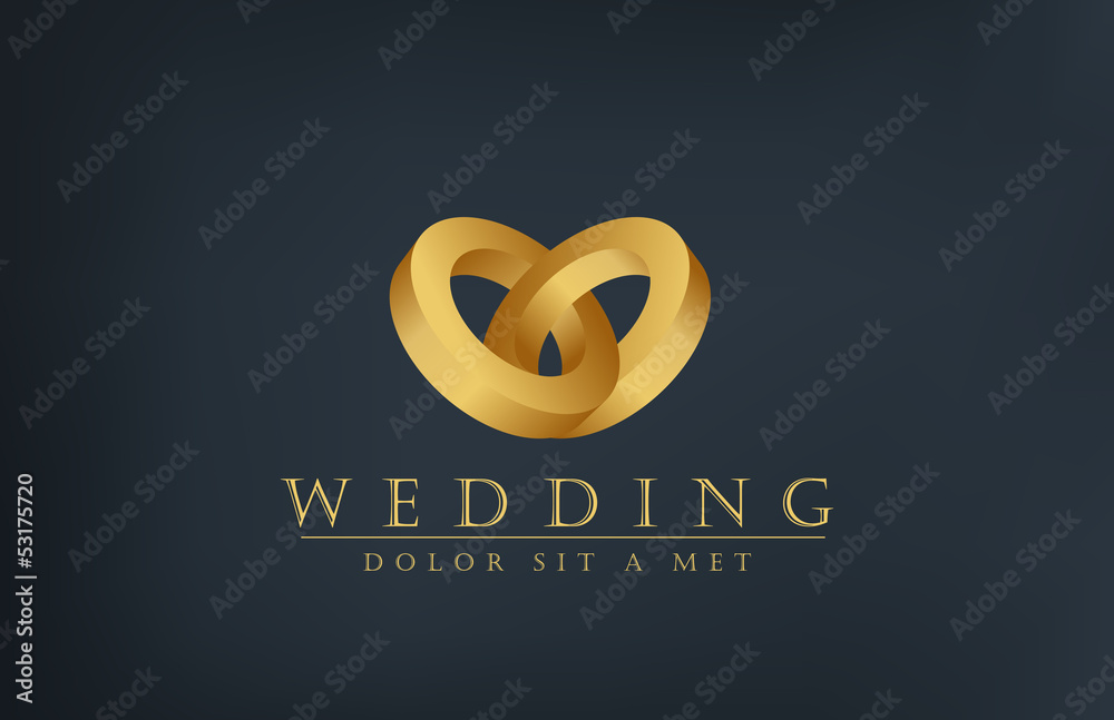 Wedding rings logo design template. Creative invitation card Stock ...
