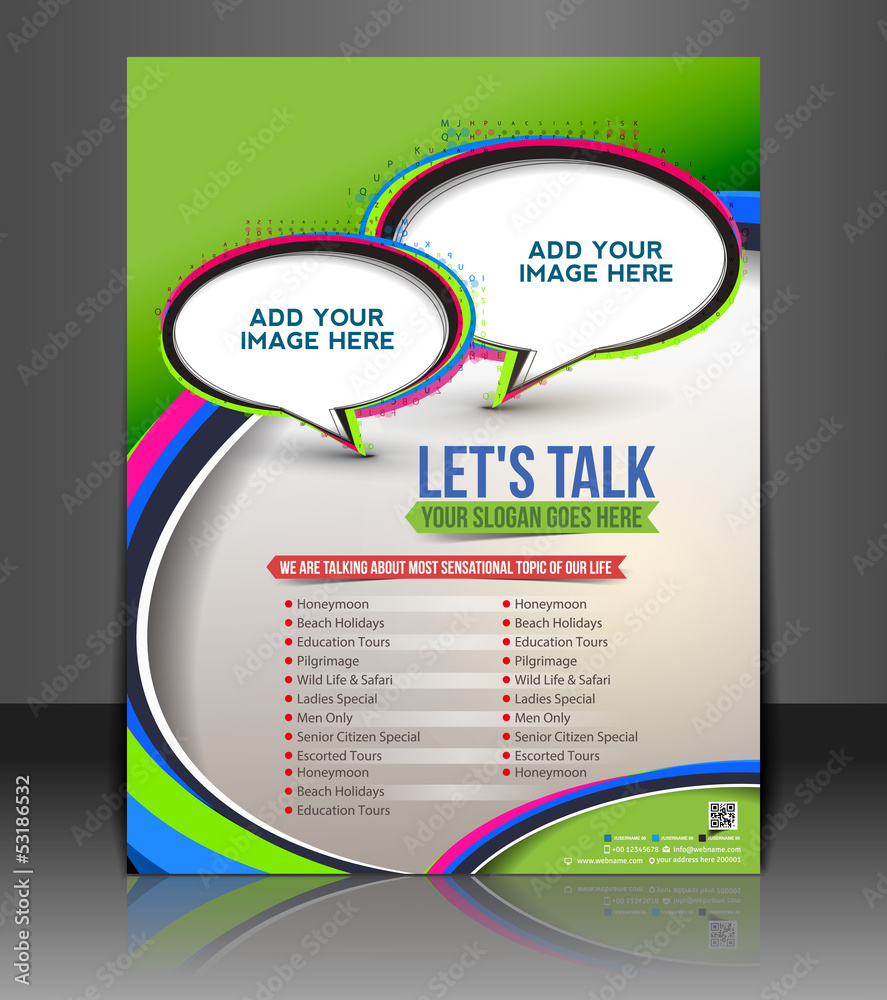 lets talk brochure, flyer, magazine cover & poster template Stock ...