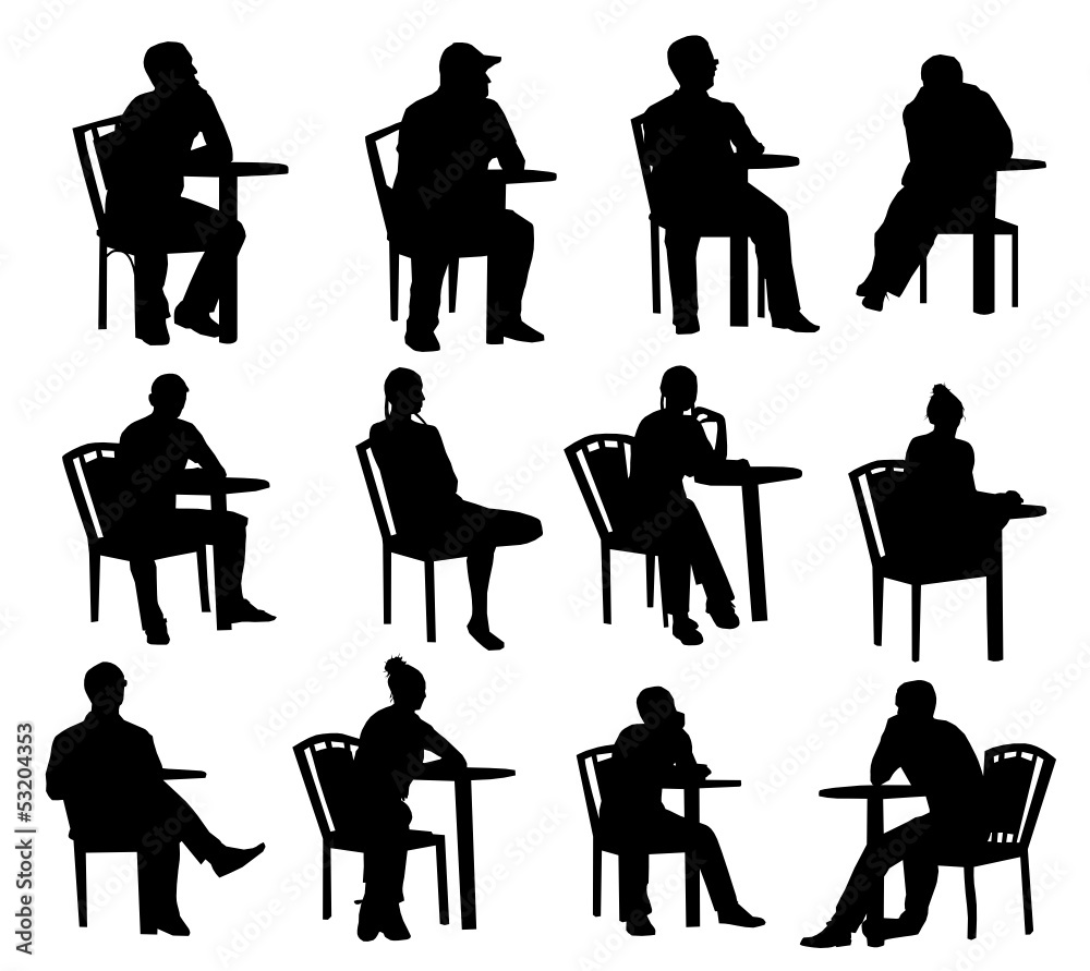 Sitting people silhouettes Stock Vector | Adobe Stock