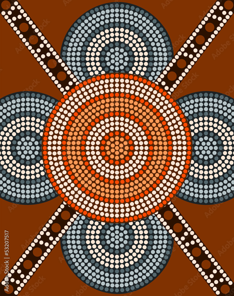 A illustration based on aboriginal style of dot painting depicti Stock ...