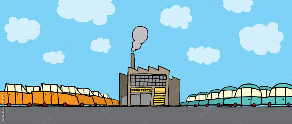 Cartoon car factory Stock Illustration | Adobe Stock