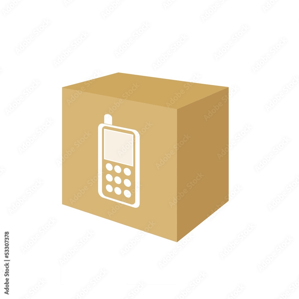 Téléphone portable dans un carton de livraison Stock Illustration ...