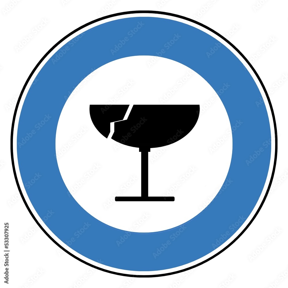 Verre cassé, fragile dans un panneau de signalisation Stock ...