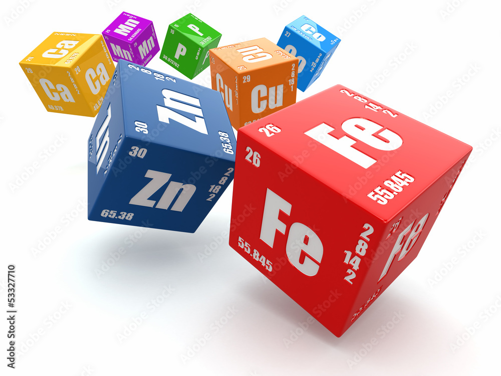 Concept of chemistry. Periodic table of element on cubes. Stock ...