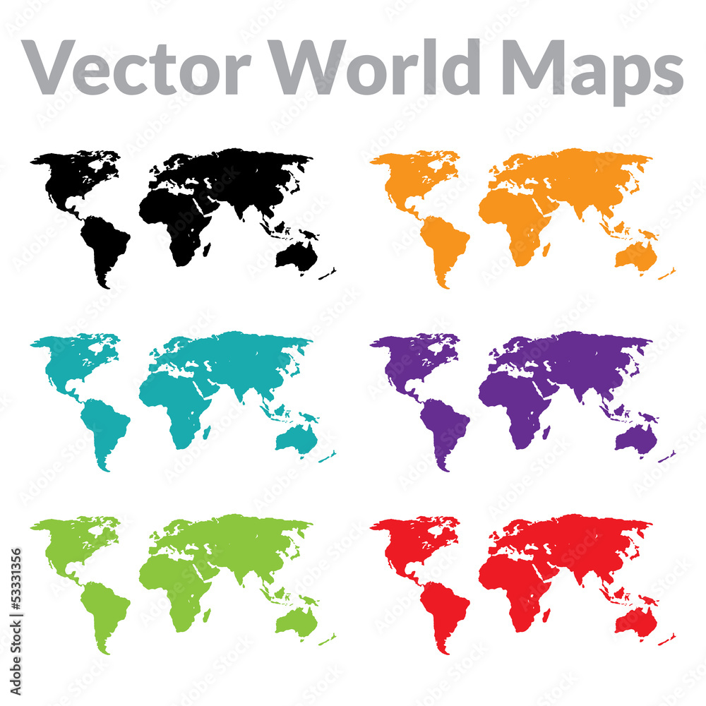 Vector World Maps Stock Vector | Adobe Stock