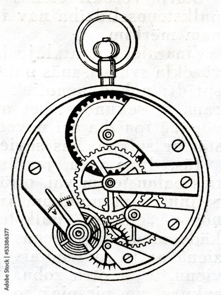 Mechanism of pocket watch Stock Illustration | Adobe Stock