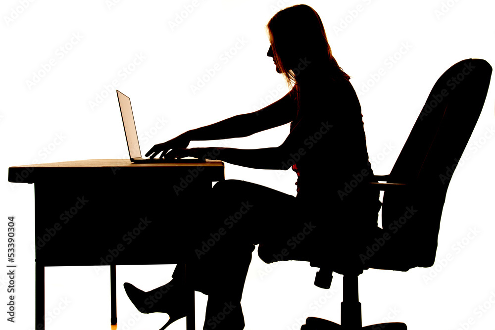 Woman At Desk Silhouette