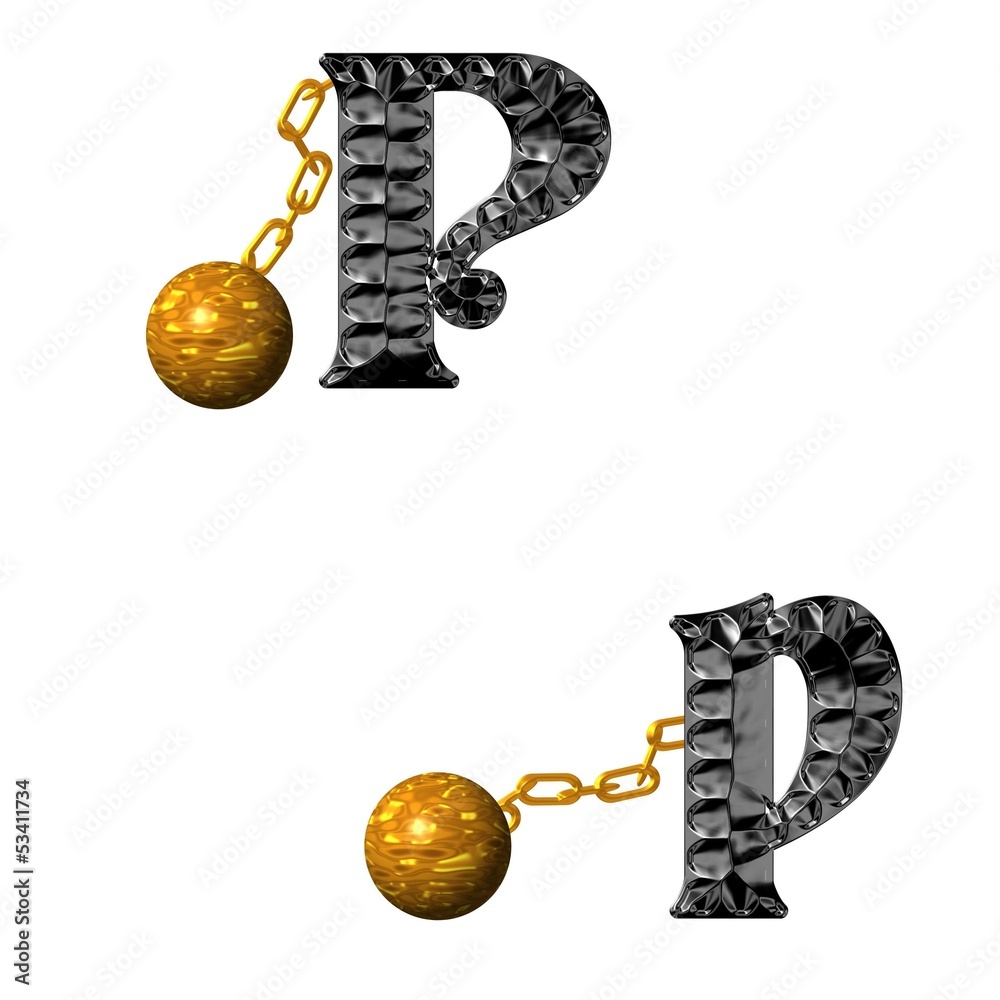 ABC Deneane Schwarz metall,Goldkugel an Kette,3D,Exclusuv,P Stock ...