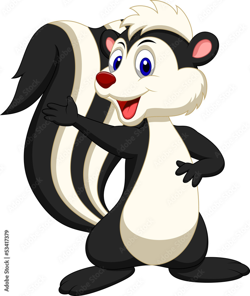 Cute skunk cartoon waving hand Stock Vector | Adobe Stock