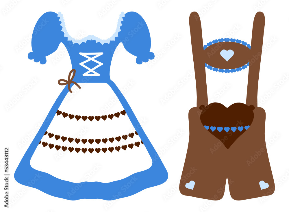 Octoberfest Dirndl & Leather Trousers Blue Stock-Vektorgrafik | Adobe Stock