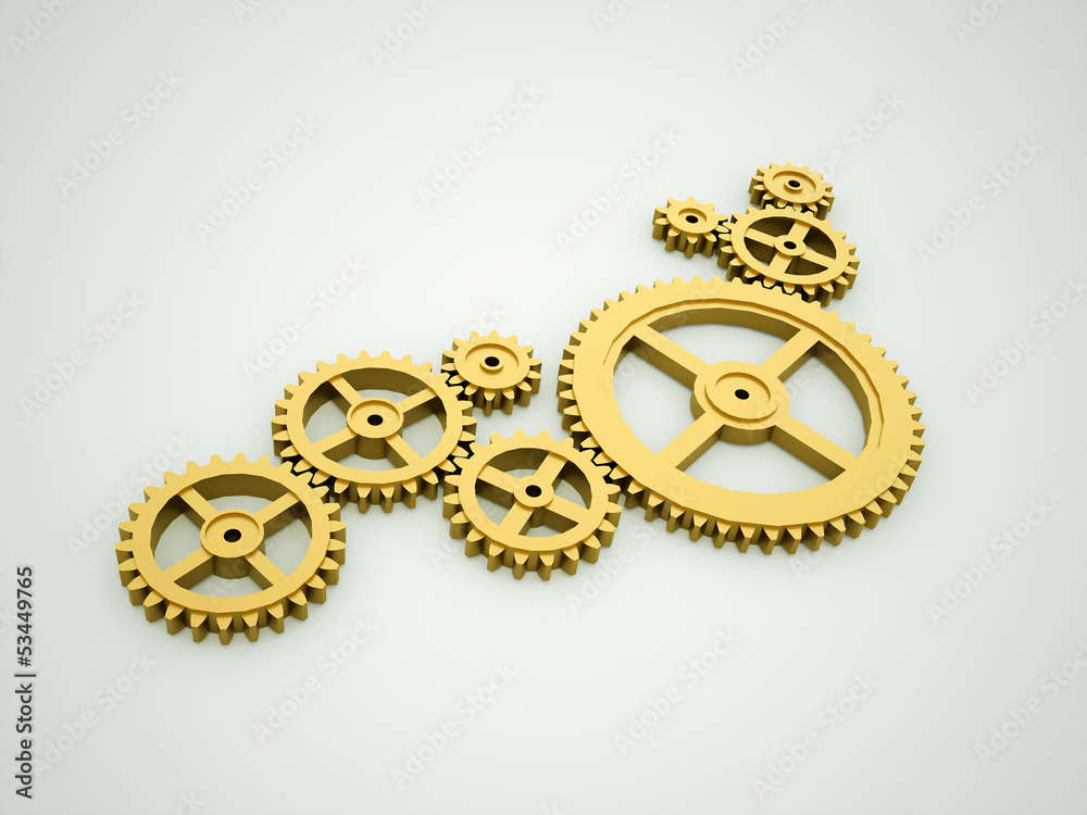 Gold gears rendered Stock Illustration | Adobe Stock