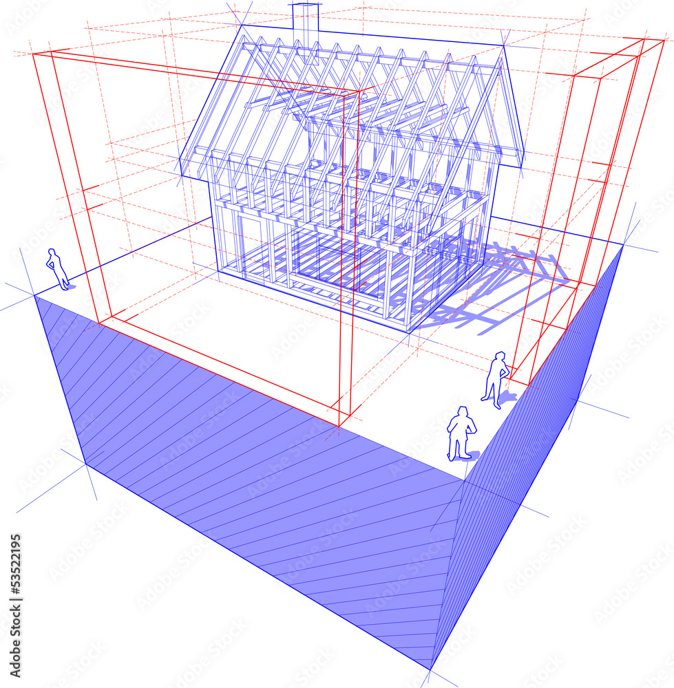 blueprint framework house with dimensions diagram Stock Vector | Adobe ...