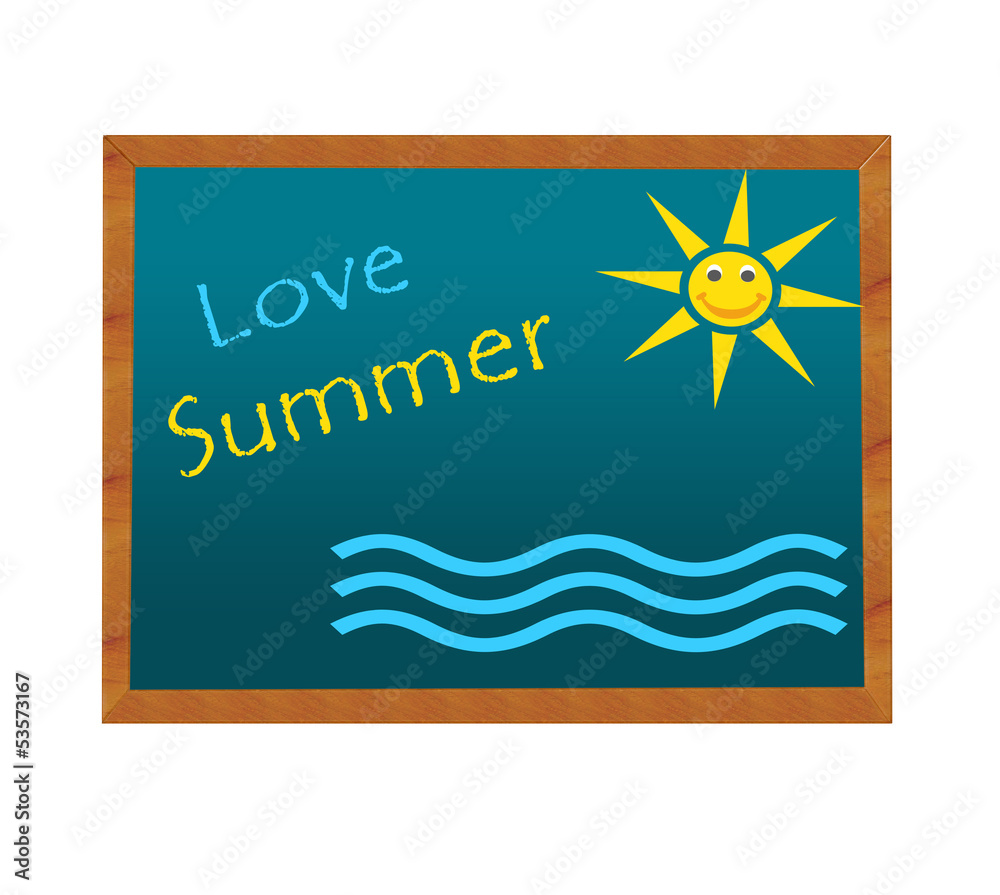 Pizarra con imagen que indica Love Summer (Me gusta el Verano) Stock ...