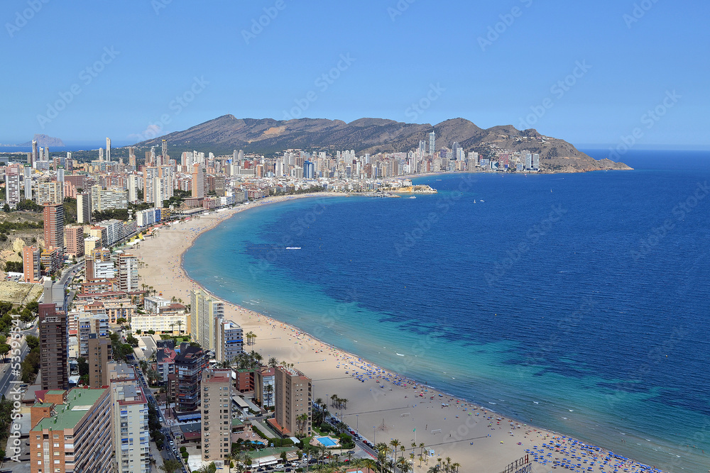 Benidorm - Playas de Poniente y Levante foto de Stock | Adobe Stock