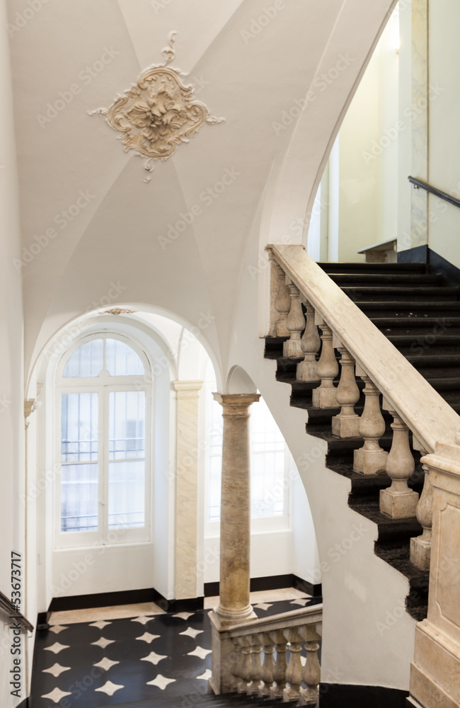ancient staircase of a classic historic building, interior Stock Photo ...