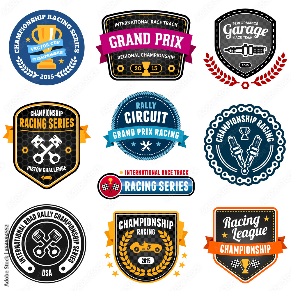 Racing emblems Stock Vector | Adobe Stock