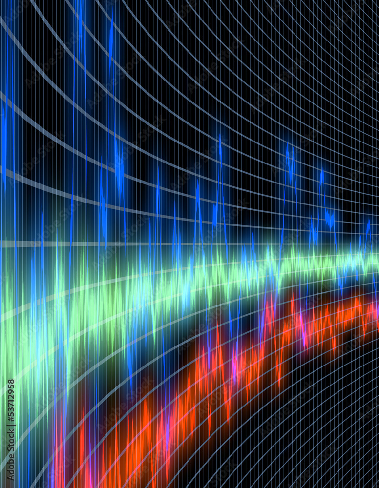 Sound wave oscilloscope/equalizer perspective view Stock Illustration ...