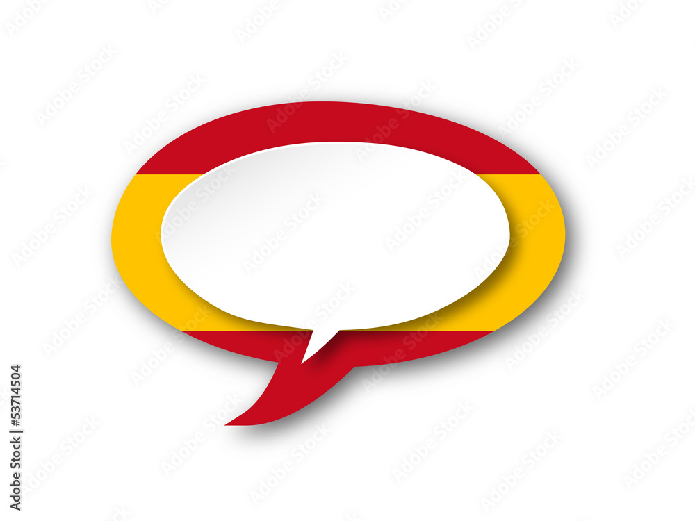 SPANISH LANGUAGE Icon (spain flag speech bubble español button) Stock ...
