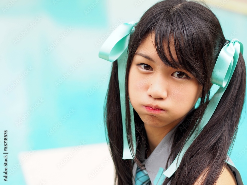 Pretty cosplay girl showing angry face Stock Photo | Adobe Stock