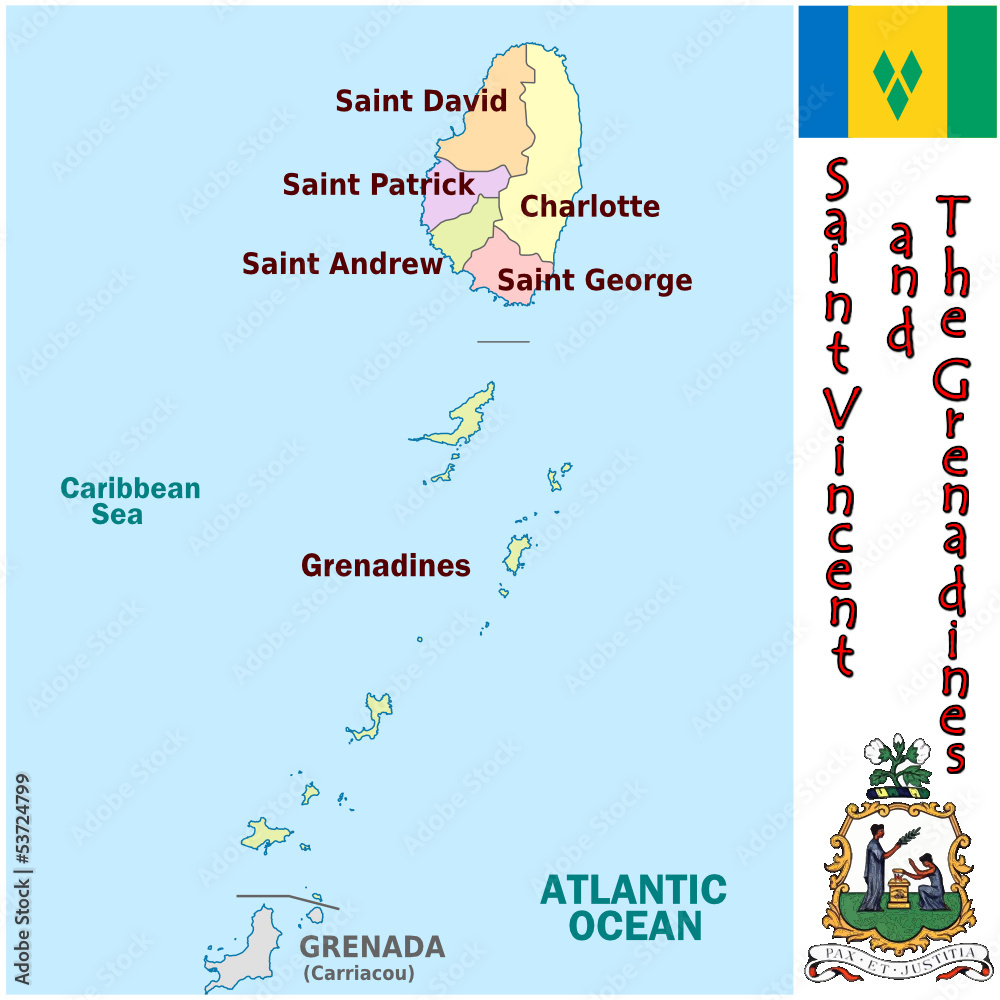 Saint Vincent national emblem map symbol motto Stock Vector | Adobe Stock