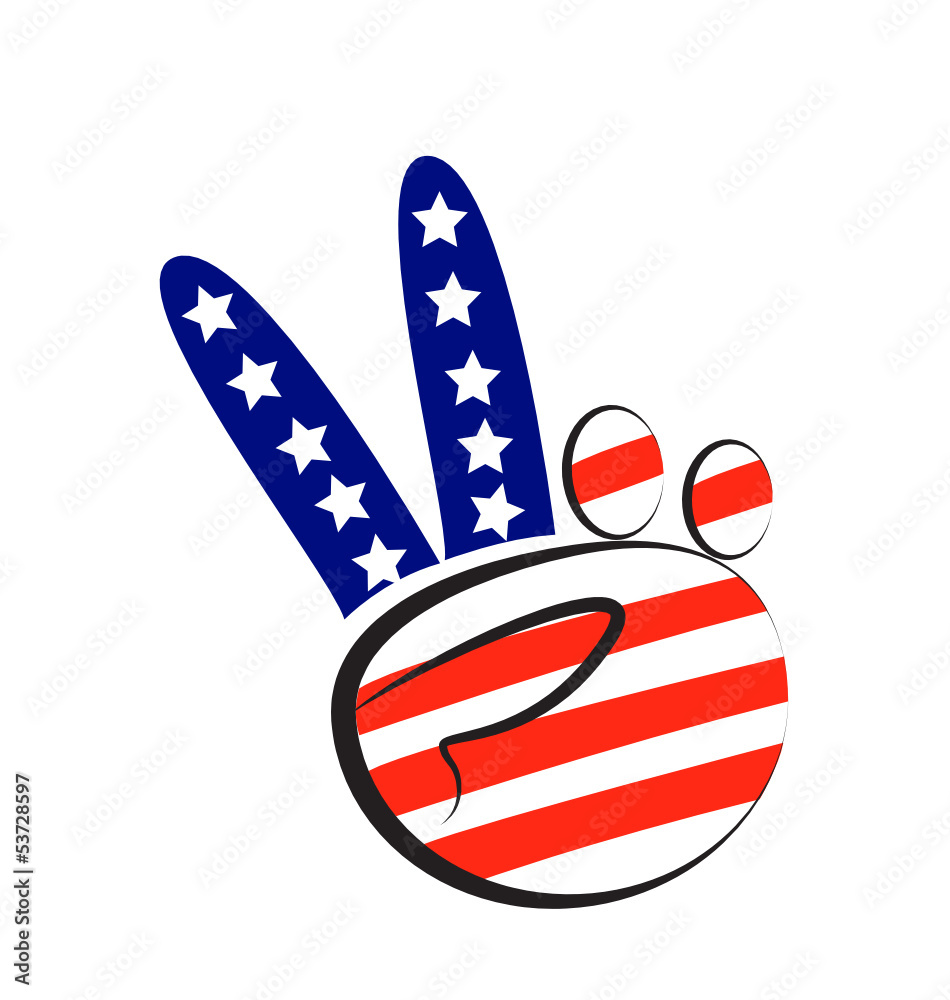 Peace symbol hand with USA flag colors logo vector Stock Vector | Adobe ...