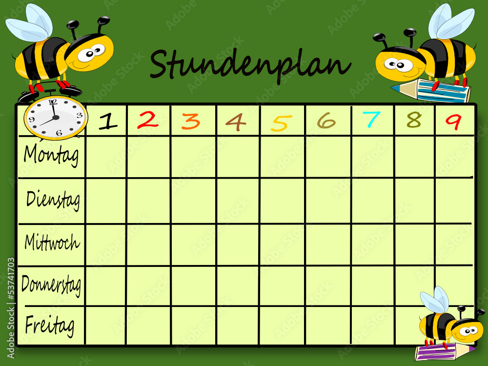 Stundenplan, Schule Illustration Stock Vector | Adobe Stock