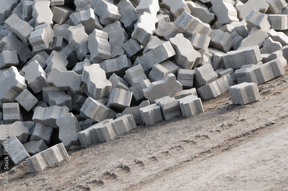 Betonpflaster, Baustelle, Verlegearbeiten, Betonsteine Stock Photo ...