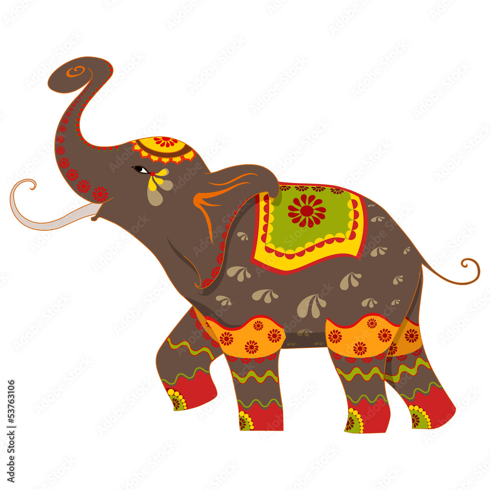vector illustration of decorated elephant Stock Vector | Adobe Stock