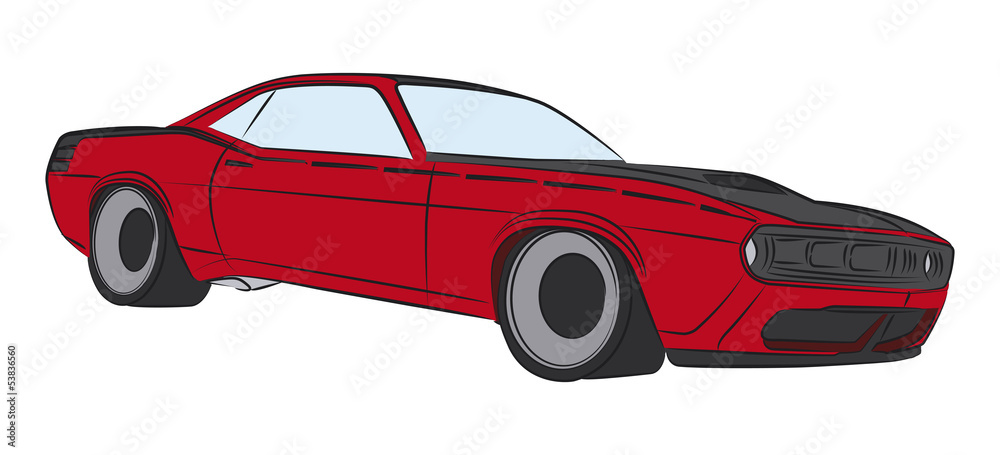Coloured muscle car drawing Stock Vector | Adobe Stock