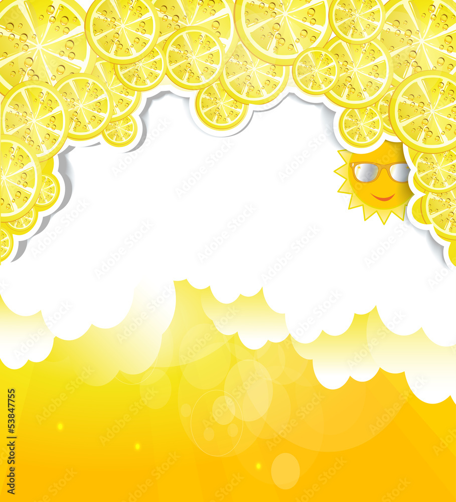 Yellow background with elements of lemons at the top Stock Vector ...