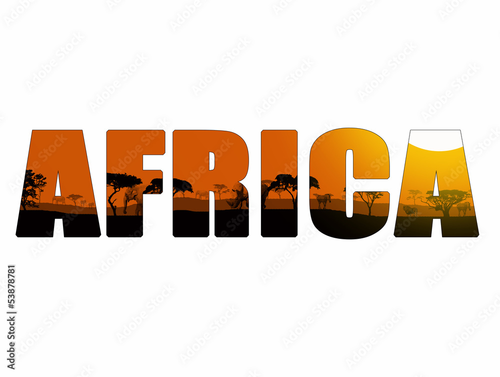Africa lettering Sunset Stock Vector | Adobe Stock