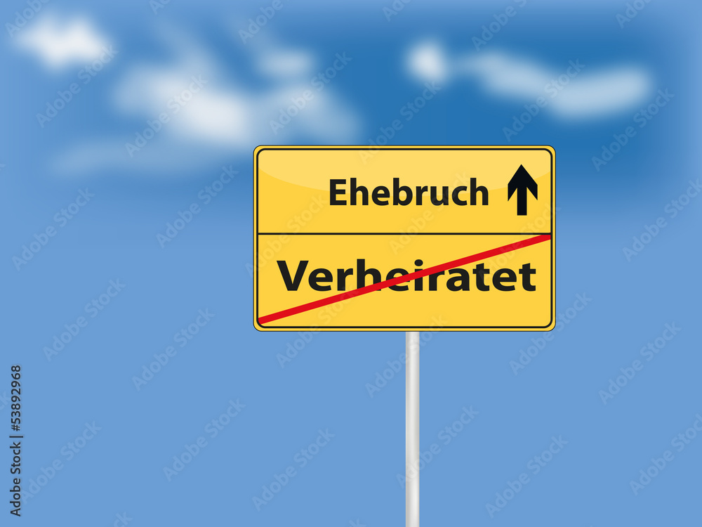 Ortsschild gelb verheiratet ehebruch Stock Vector | Adobe Stock