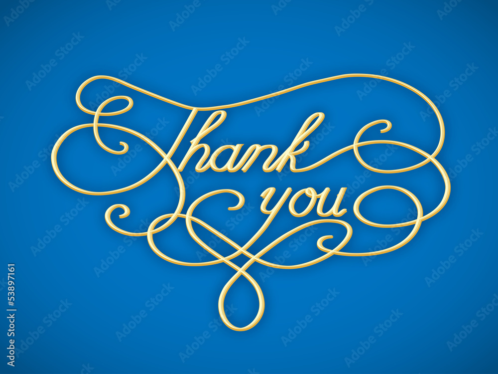 "THANK YOU" (thanks the end conclusion calligraphy gold card) Stock ...
