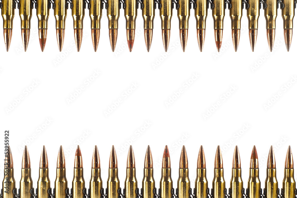 Cartridge 7.62 mm caliber with link, Machine gun bullet isolated Stock ...